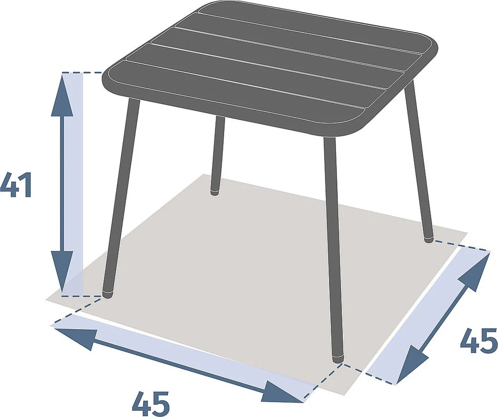 Hliníkový odkládací stolek RUBBY 45x45 cm (antracit)