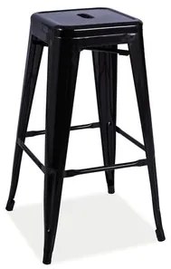 Barová kovová židle LONG černá matná