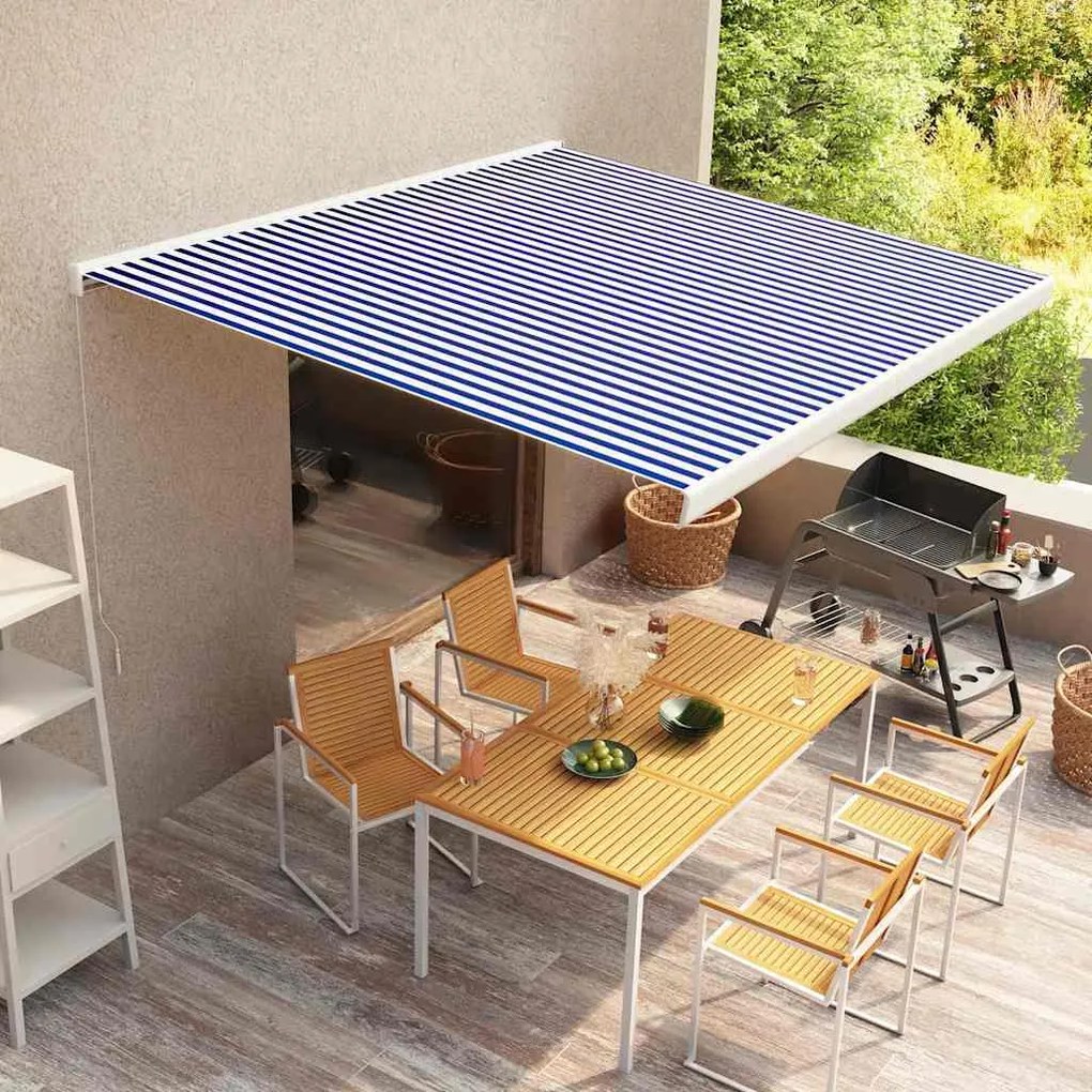 vidaXL Kazetová markýza na ruční ovládání 350 cm [3052671] Barva: Krémová (bílý rám)