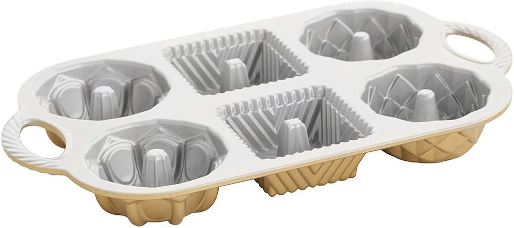 Nordic Ware forma na 6 malých bábovek Geo Bundtlette zlatá 6x160 ml