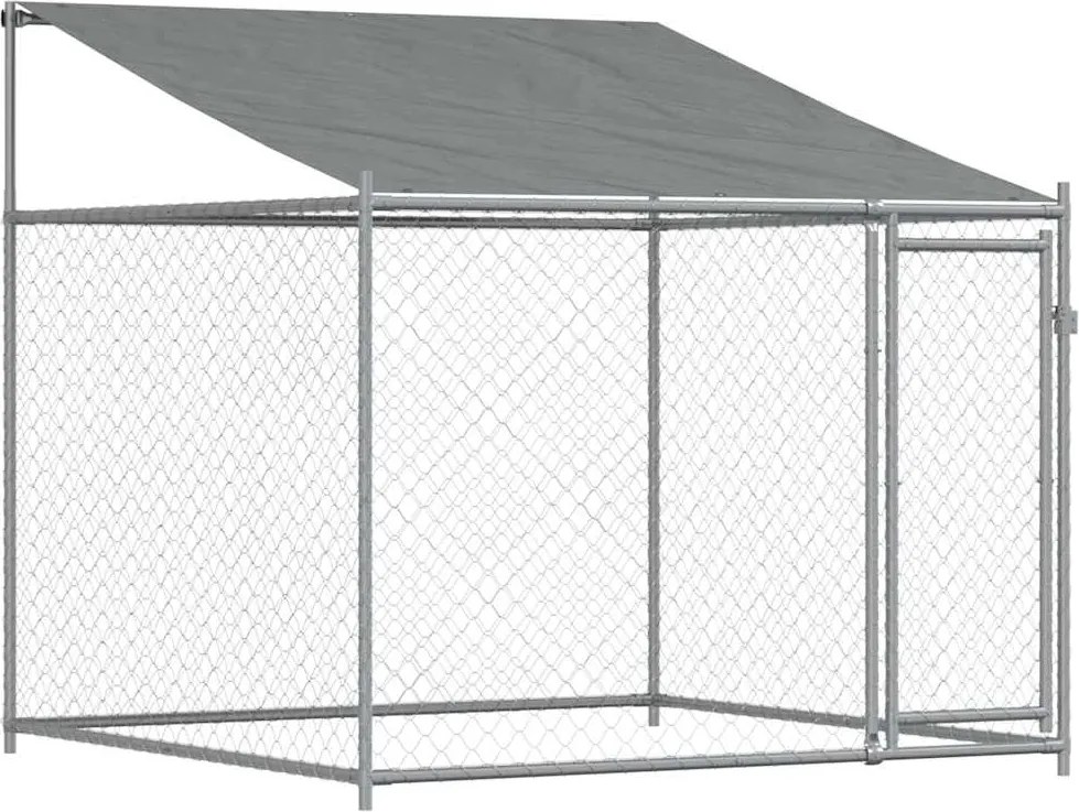 Klec pro psy se střechou a dvířky šedá 8x2x2 m pozinkovaná ocel 3209565