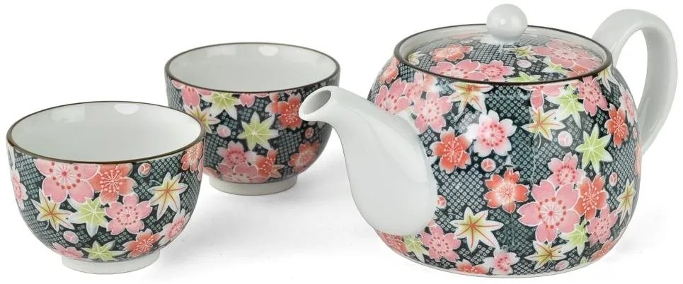 Oriental porcelánová souprava japan tea pink flower 3 ks