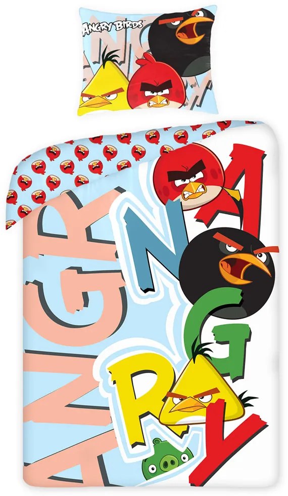 Halantex Povlečení Angry Birds písmena bavlna 140x200, 70x80cm