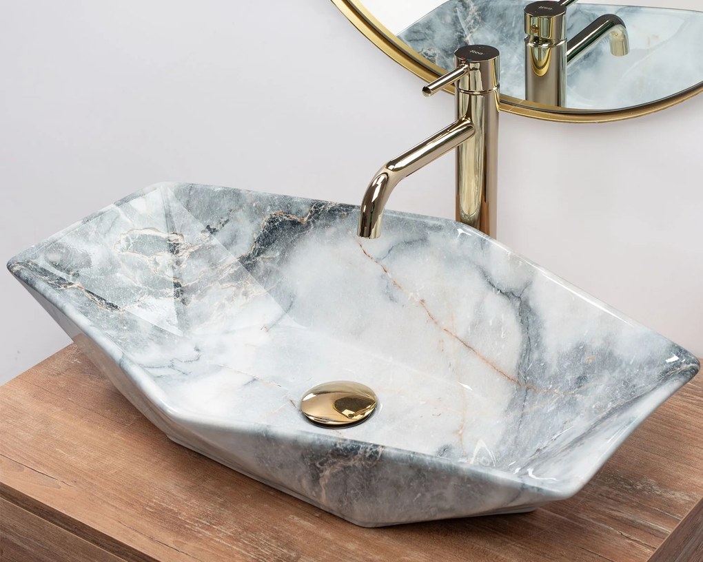 Rea Vegas Granit umyvadlo, 57 x 37 cm, imitace kamene-granit, REA-U5602