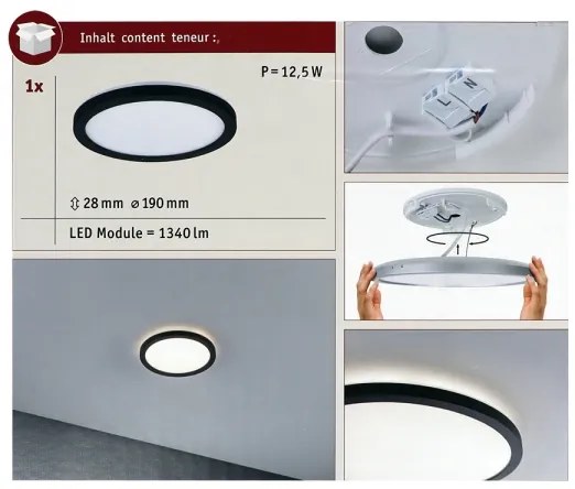 Paulmann 70997 - LED/11,2W Přisazený panel ATRIA 230V 3000K černá