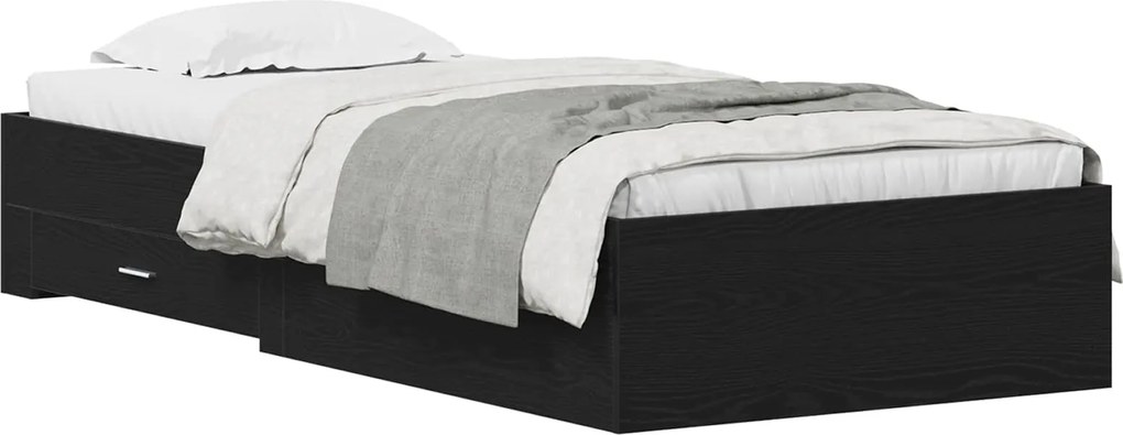 Rám postele se zásuvkou Černý dub 90 x 190 cm Kompozitní dřevo 3333992