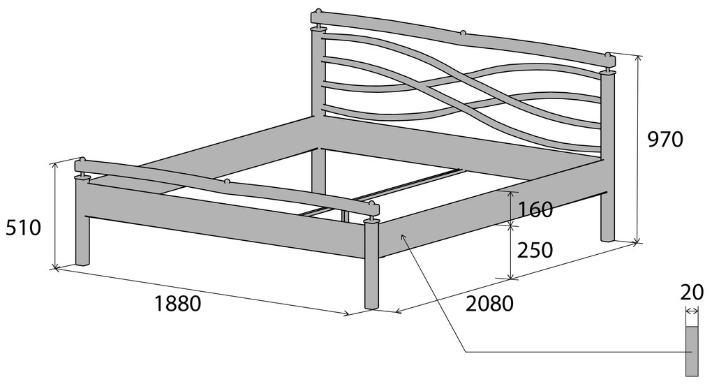 Nábytek ATIKA s.r.o. Kovová postel ANGELETA 2 Povrchová úprava: bílá, Rozměr: 140 x 200 cm