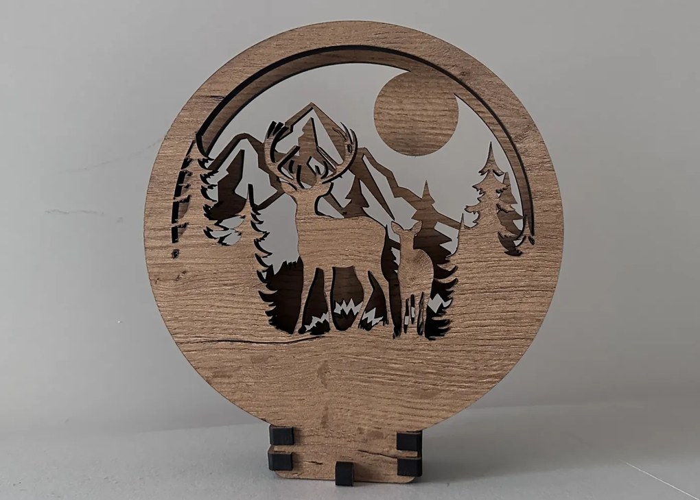 Li-Go "Jelen a laň" lampa 20x22cm provedení povrchu: dub