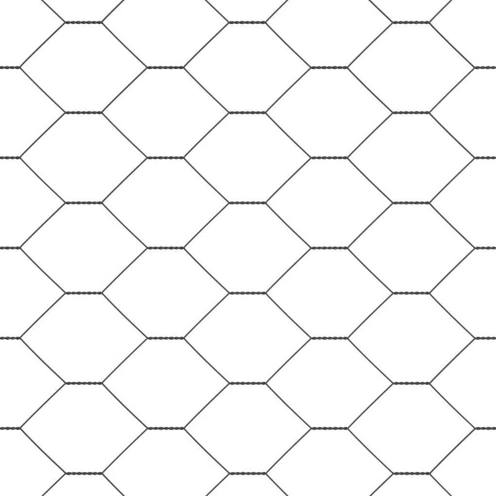 Hexagonální plot s podpěrou 50 x 0,5 m Ocel potažená PVC Šedá 3353262