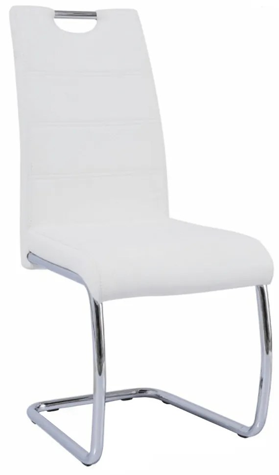 Jídelní židle ABIRA NEW ekokůže bílá, kov chrom