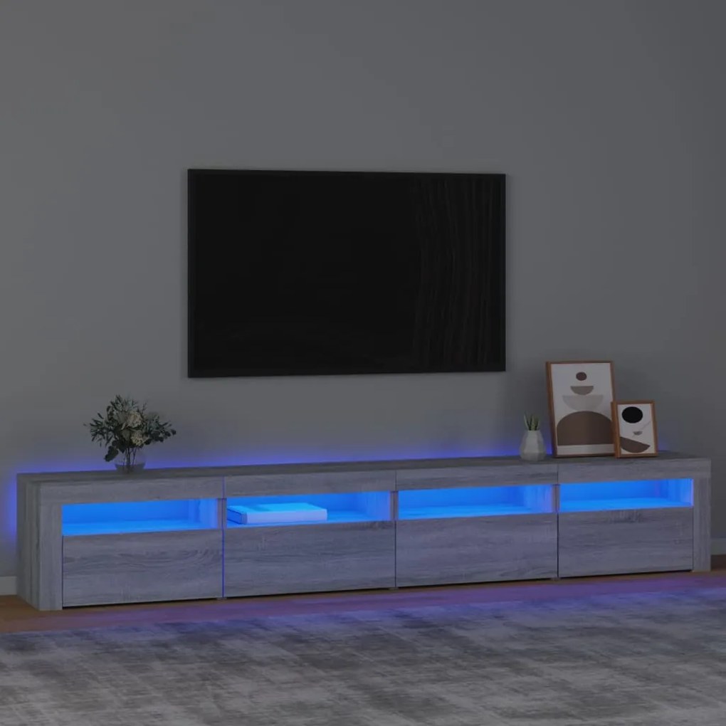 TV skříňka s LED osvětlením šedá sonoma 240x35x40 cm 3152768