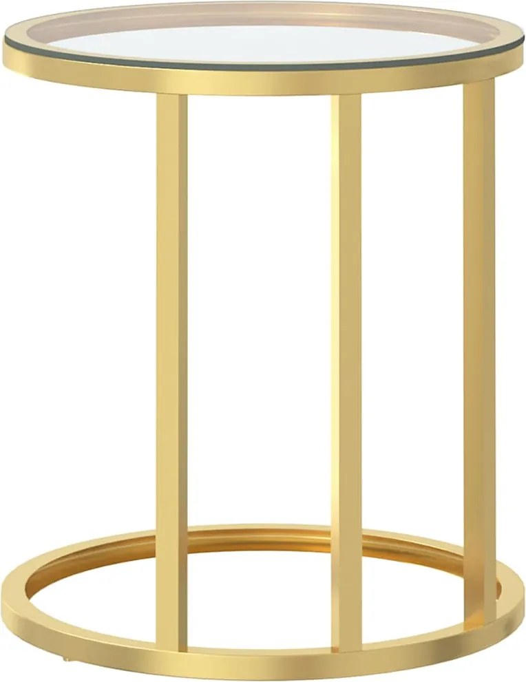 Odkládací stolek zlatý a průhledný 45 cm tvrzené sklo 331661