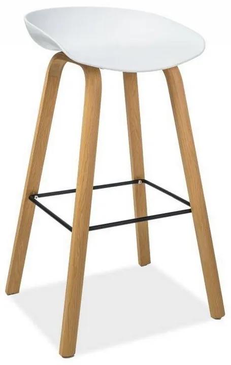 Barová židle STING, 43x82x46, bílá/dub