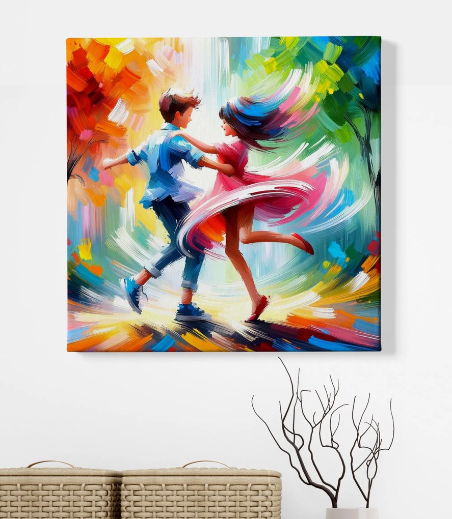Obraz na plátně - Srdce v tanečním rytmu FeelHappy.cz Velikost obrazu: 140 x 140 cm