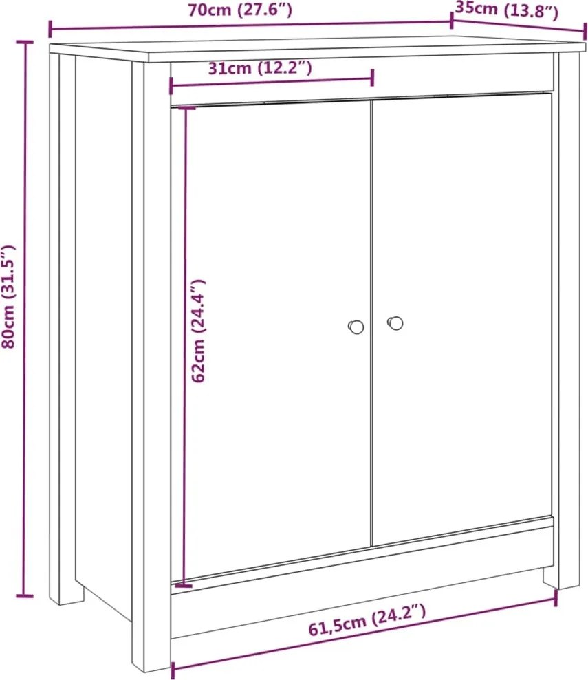 vidaXL Příborníky 2 ks 70 x 35 x 80 cm masivní borové dřevo [3114067] Barva: Přírodní