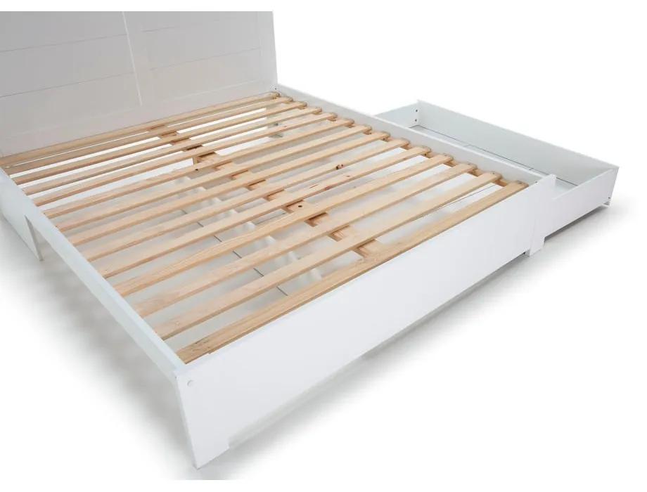 Bílá dvoulůžková postel s úložným prostorem s roštem 160x200 cm Gabi – Marckeric