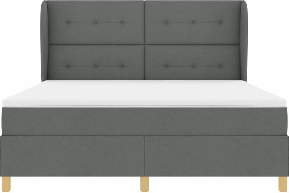 Postel s boxspringem s čelo Tmavě šedá 200 x 180 cm textil 3340768