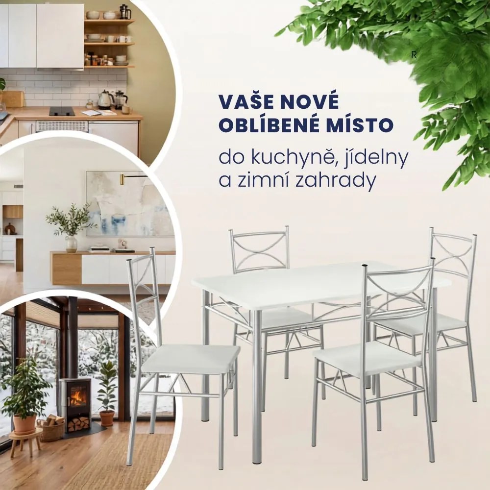 Jídelní set PAUL, 5-dílná, sametově bílá Jurhan