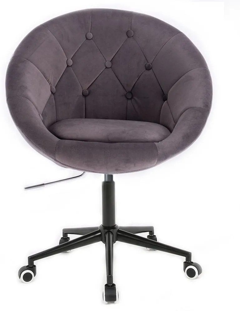 LuxuryForm DESIGN Otočné křeslo VERA VELUR na černé podstavě s kolečky - tmavě šedé