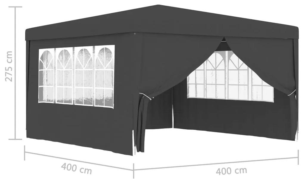 Profesionální party stan s bočnicemi 4x4 m antracitový 90 g/m²,  48535
