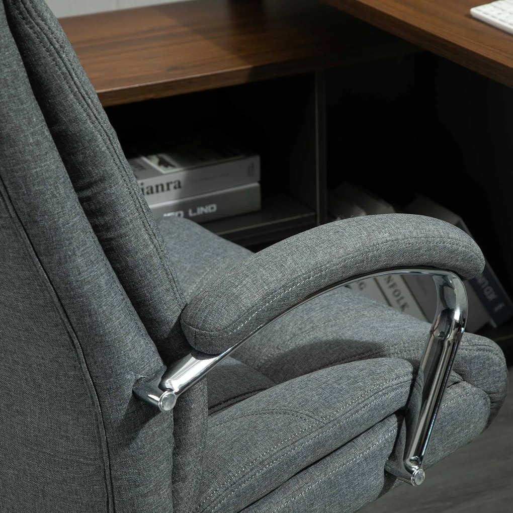 Ergonomická výškově nastavitelná kancelářská židle Vinsetto s funkcí houpání v šedé barvě pro kancelář a domácí kancelář