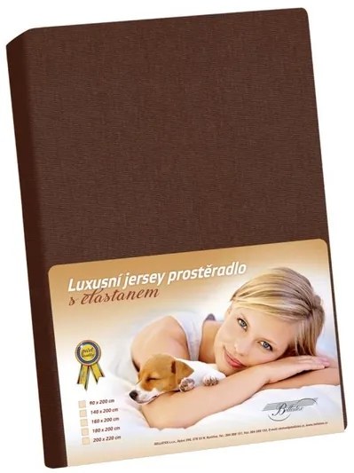 Bellatex prostěradlo jersey s elastanem tmavá hnědá rozměr 160x200 cm