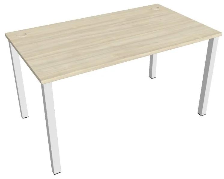 Stůl pracovní rovný 140 cm - Hobis Uni US 1400 Dekor stolové desky: akát, Barva nohou: bílá