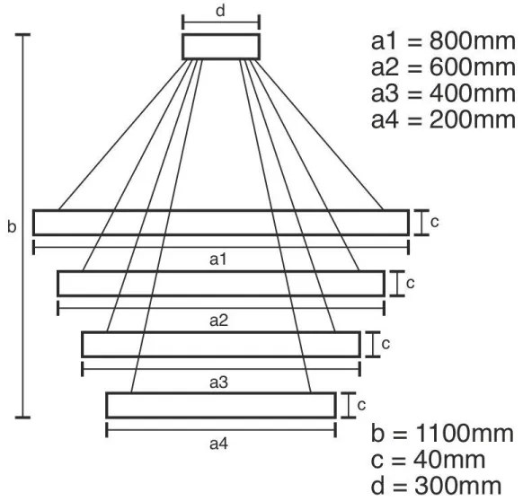 LED Stmívatelný lustr na lanku LED/165W/230V 3000-6500K + dálkové ovládání