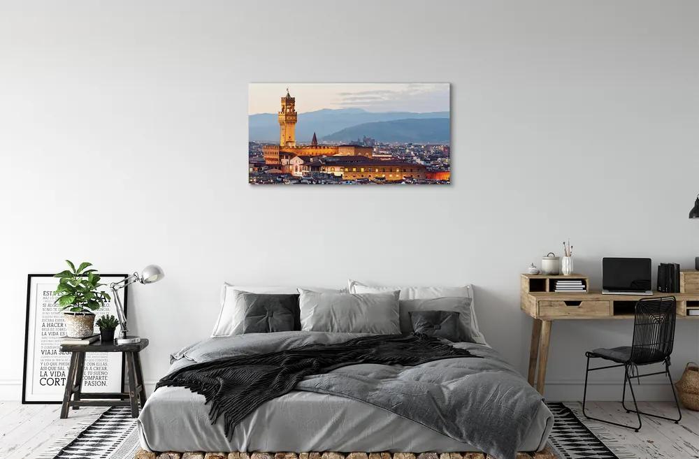 Obrazy na plátně Italy Castle sunset panorama 100x50 cm