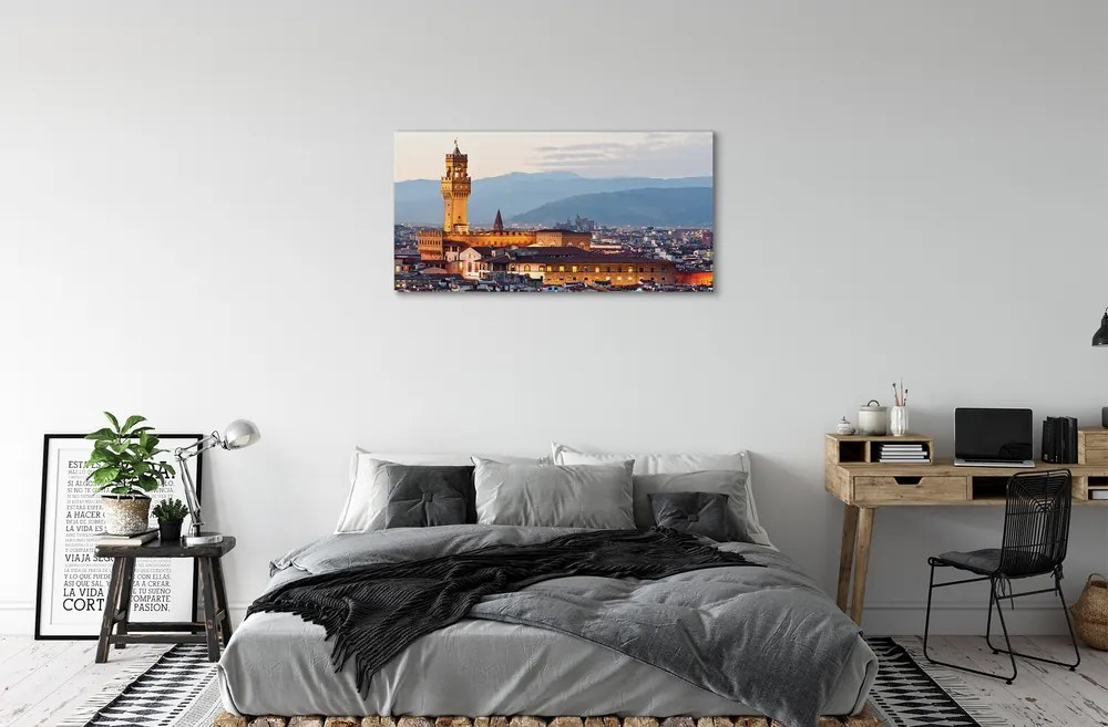 Obrazy na plátně Italy Castle sunset panorama 140x70 cm