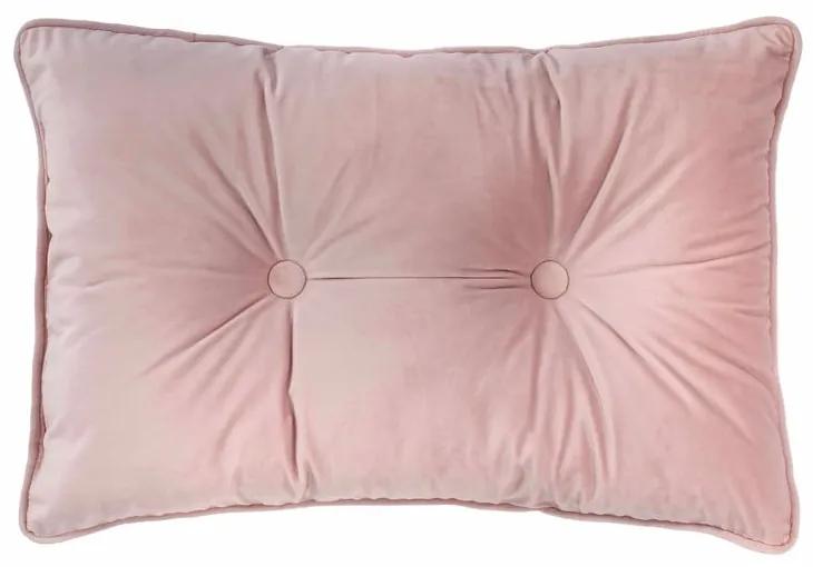 Světle růžový polštář Tiseco Home Studio Velvet Button, 40 x 60 cm