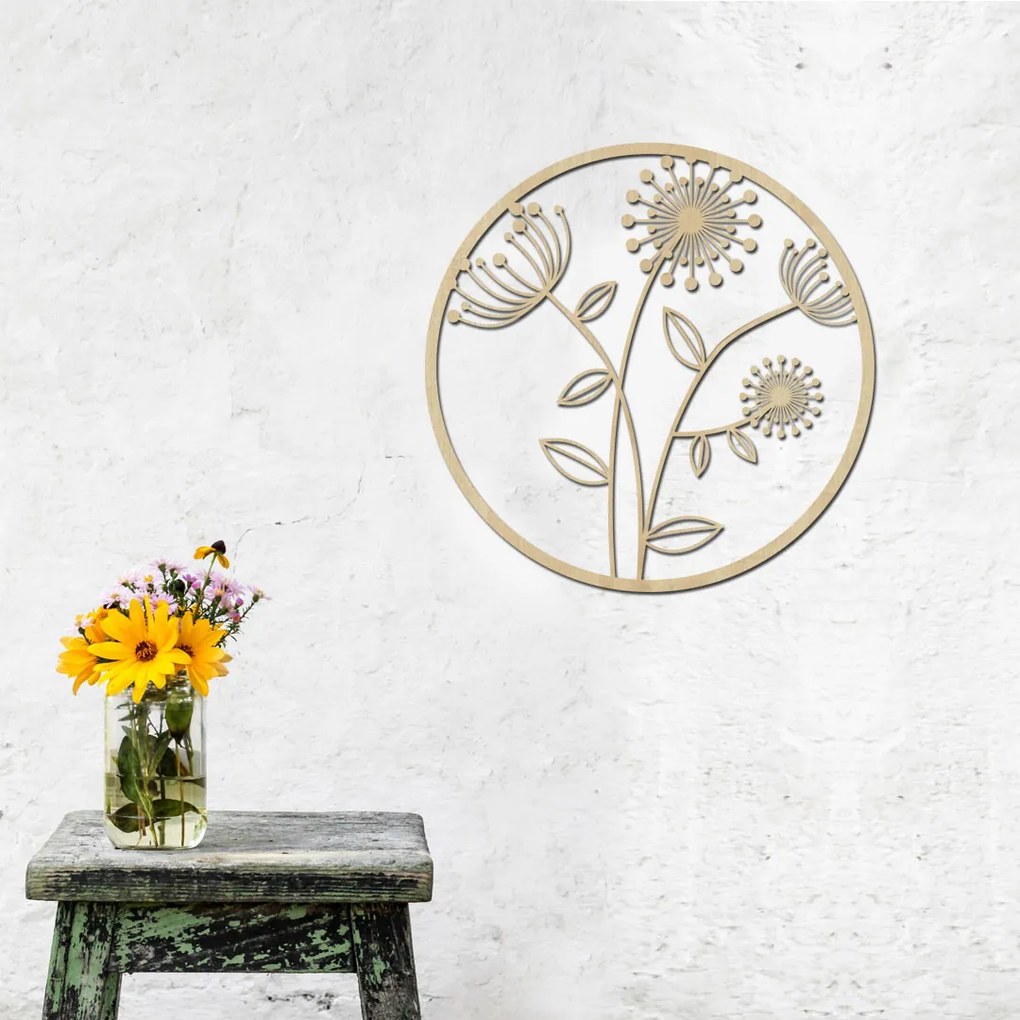 dřevo života Dřevěná dekorace na zeď PAMPELIŠKA Zvolte rozměr (cm): 40, Zvolte barvu dekoru: Dub zlatý