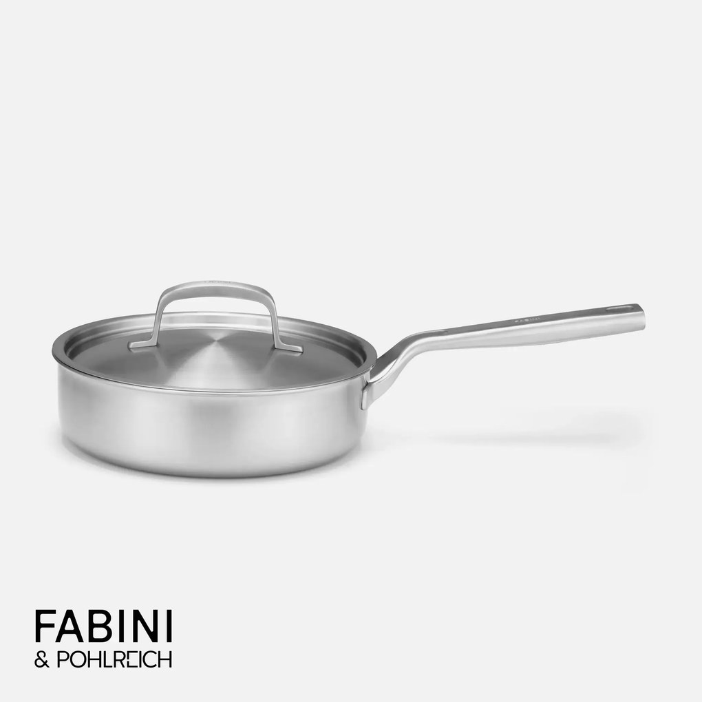 Fabini Hluboká pánev FABINI & Pohlreich, ø 24 cm (2,5 l) - Nerezová beznýtová hluboká pánev z pětivrstvé nerezové oceli s poklicí