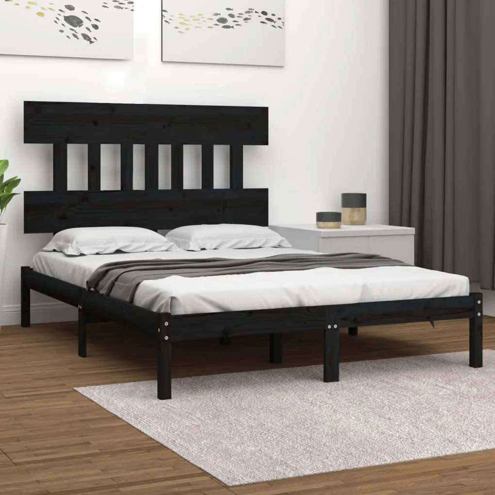 Rám postele černý masivní dřevo 120 x 200 cm,  3104737