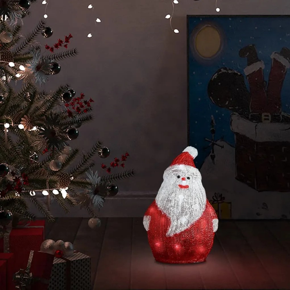 vidaXL Vánoční akrylový Santa s LED vnitřní i venkovní 28 cm