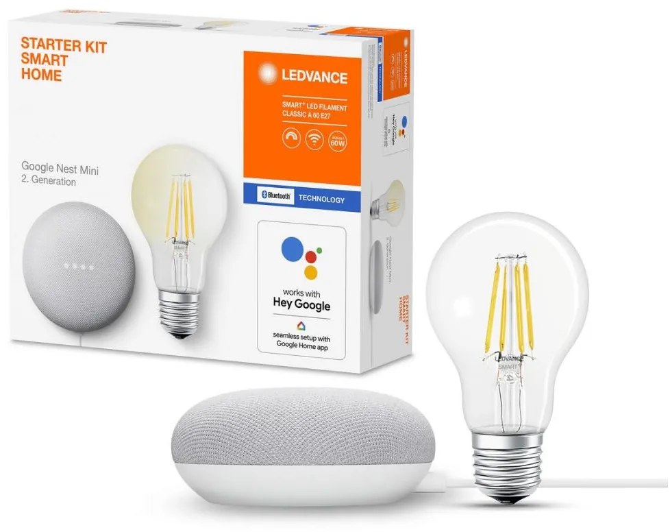 Ledvance Ledvance - Inteligentní reproduktor Google Nest Mini Wi-Fi + LED Žárovka E27 P227160