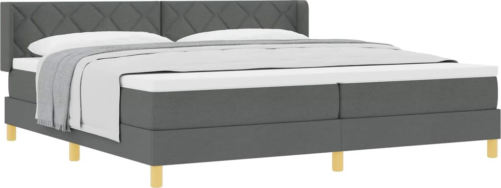 Postel s boxspringem s čelo Tmavě šedá 200 x 200 cm textil 3341378
