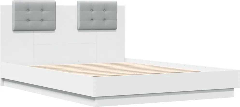 Rám postele s čelem bílý 135 x 190 cm kompozitní dřevo 3209954