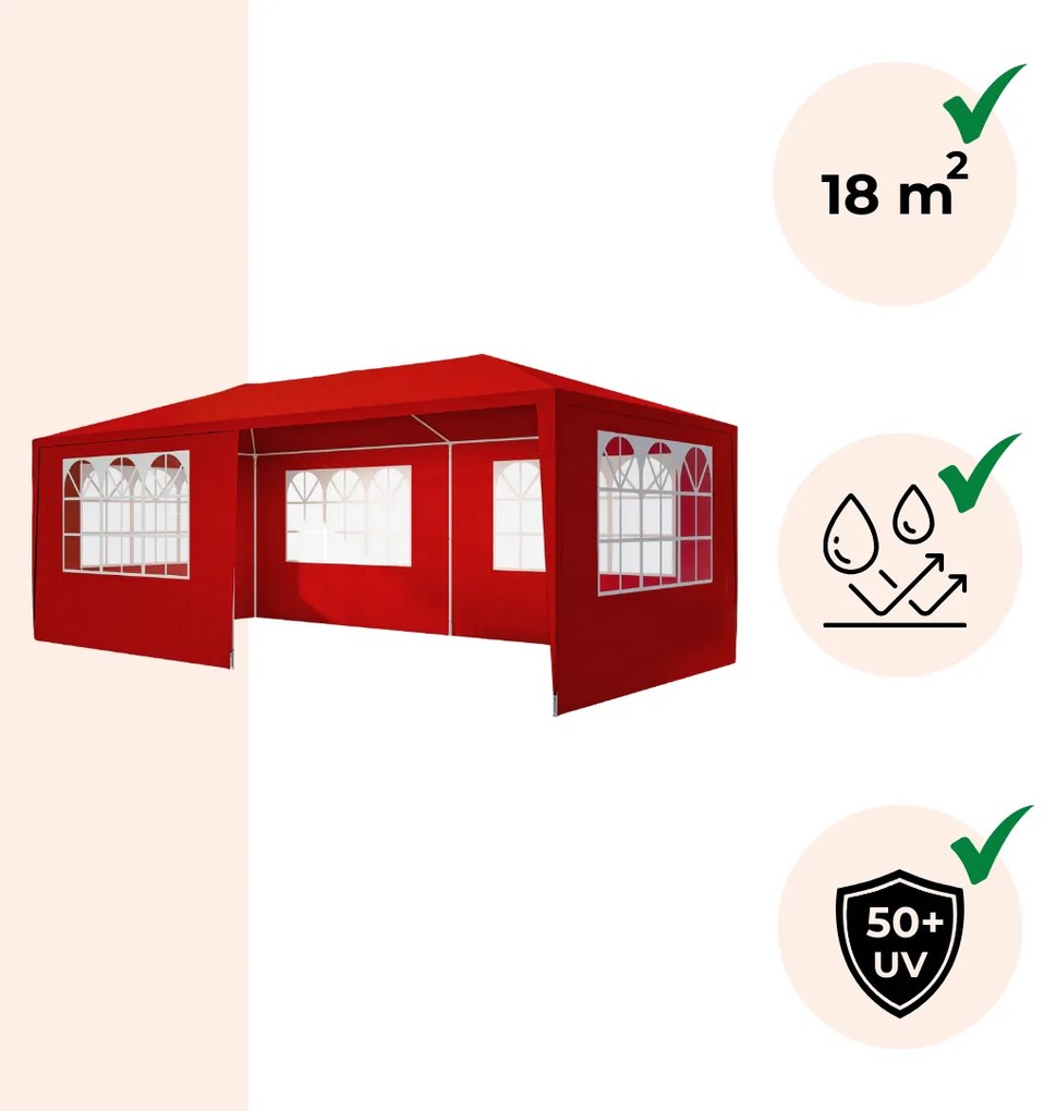 Párty stan NEAPOL, 3x6m, červená Jurhan