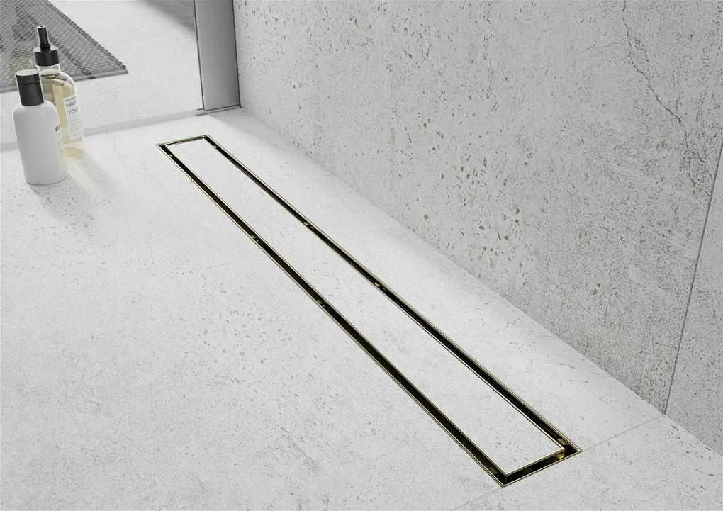 Mexen Flat nerezový sprchový žlab 110 cm vzor M13, 2v1, zlatá, 1510110