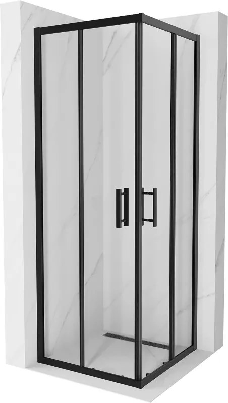 Mexen Rio, čtvercový sprchový kout 70 x 70 cm, 6mm čiré sklo, černá matná, 860-070-070-70-00