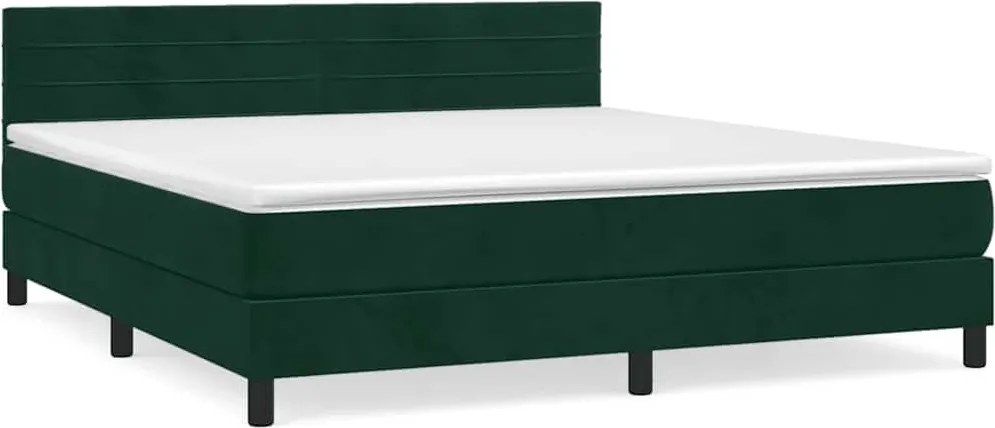 Box spring postel s matrací tmavě zelená 160x200 cm samet 3141374