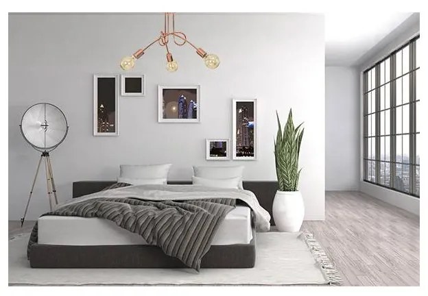 Stropní svítidlo Edison 3, měděné tělo svítidla