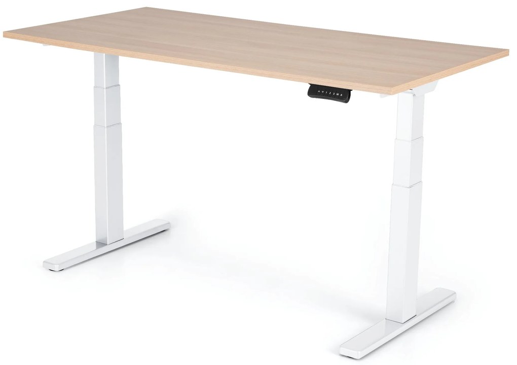 Výškově nastavitelný stůl Liftor 3segmentové nohy premium bílé,   deska 1600 x 800 x 25 mm dub sorano