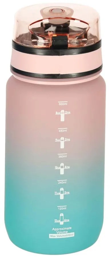 Creative Corner Láhev na vodu bidon s brčkem sportovní 600ml růžovo-modrá