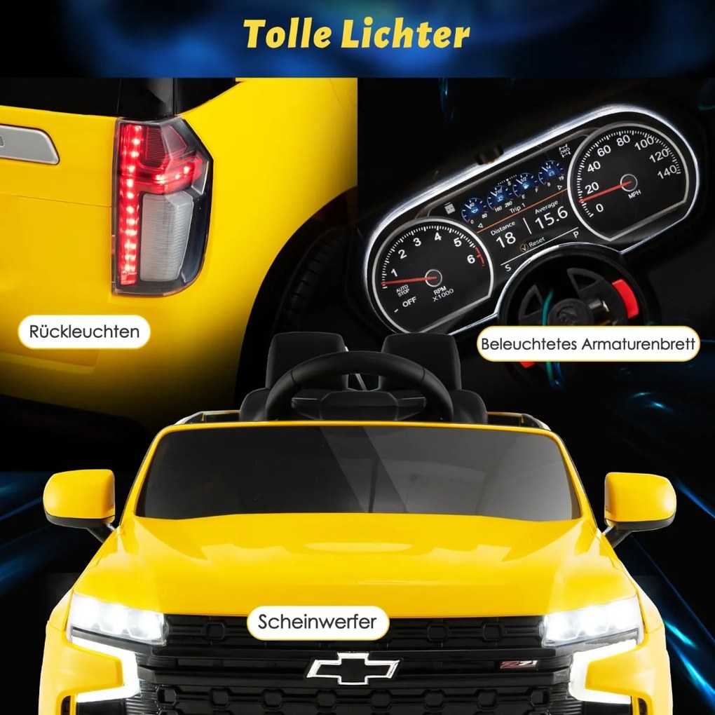 Costway Dětské elektrické auto Chevrolet s 2,4 G dálkovým ovládáním a – žluť