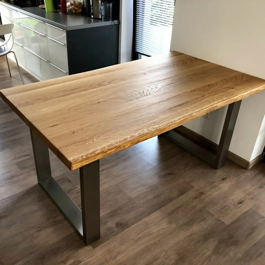 KULHÁNEK Designový jídelní stůl s přírodní hranou Velikost desky: 180x80 cm