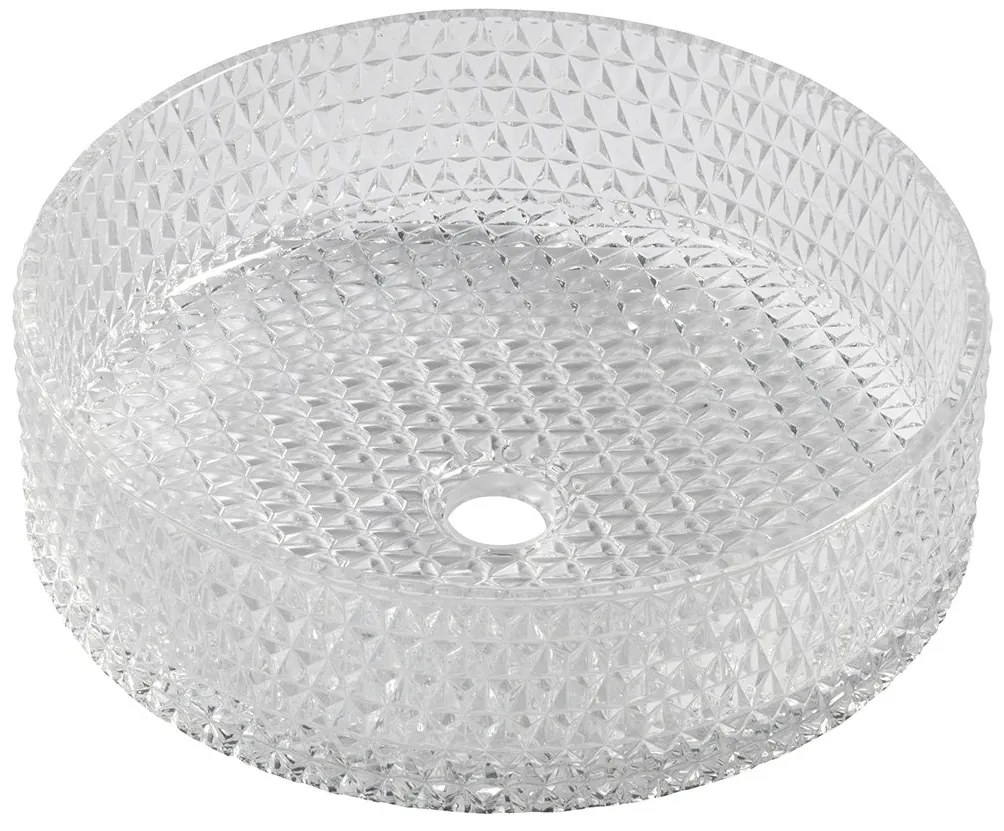 Sapho Sapho, MARAGUA gravírované skleněné umyvadlo na desku Ø 39,5 cm, čiré sklo, TY214CL