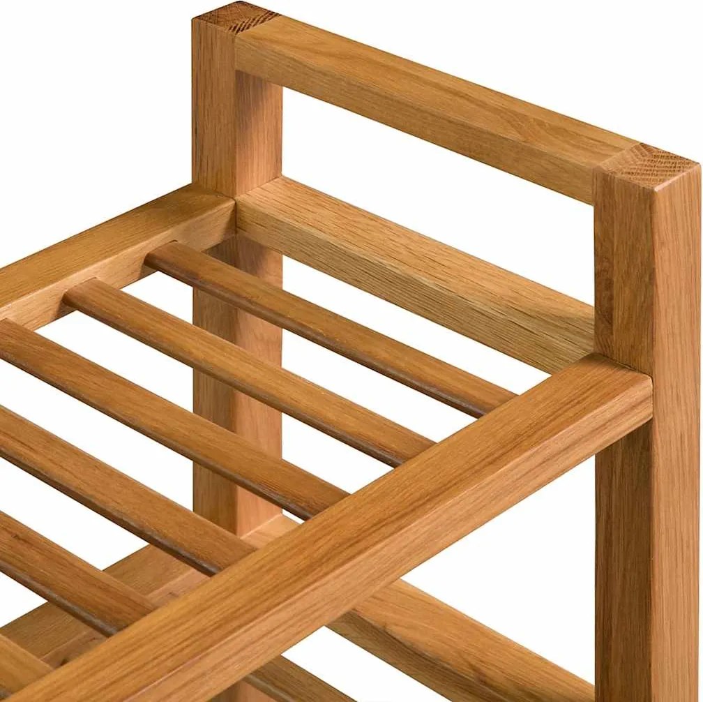 Botník se 3 policemi 100 x 27 x 60 cm masivní dubové dřevo 244209
