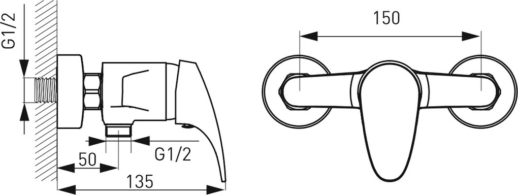 Ferro One - Sprchová nástěnná baterie bez sprchové soupravy, chrom, BFO7